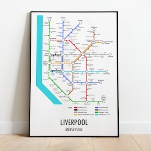 Liverpool Merseyside Underground Style Transport Street Map Print ...