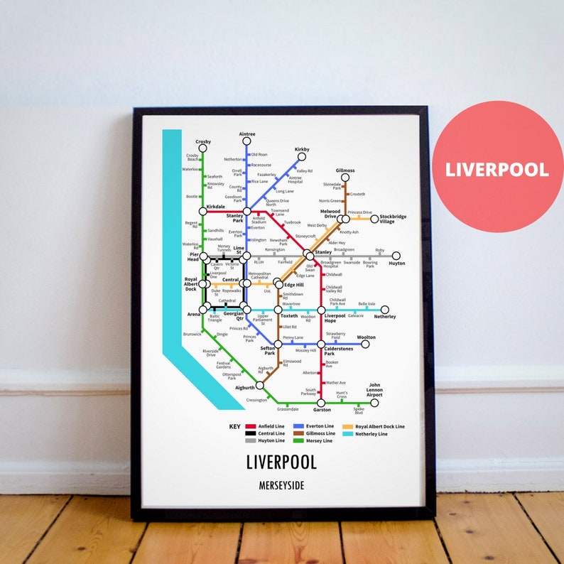 Liverpool Merseyside Underground Style Transport Street Map - Etsy UK
