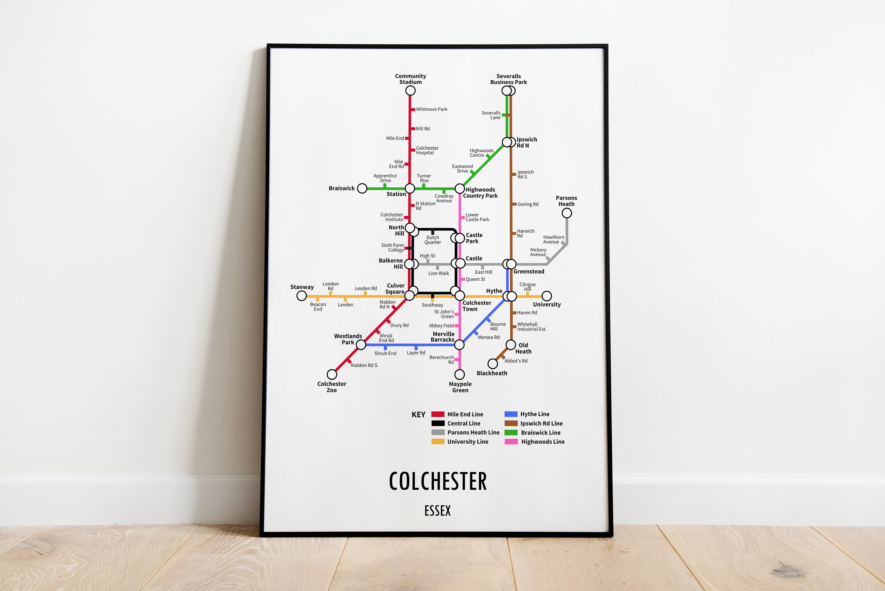 Colchester Essex Underground Style Transport Street Map Print - Etsy UK