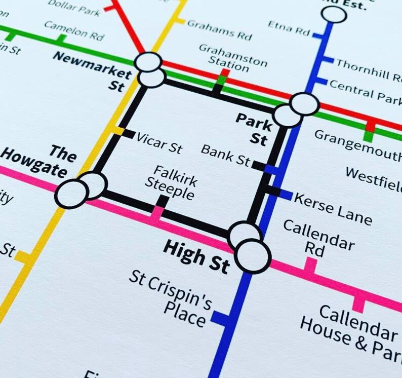 Falkirk Scotland Underground Style Transport Street Map Print - Etsy UK