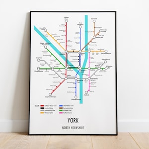 York Metro Map Print, Modern City Street Art, Custom Travel Gift - Etsy UK