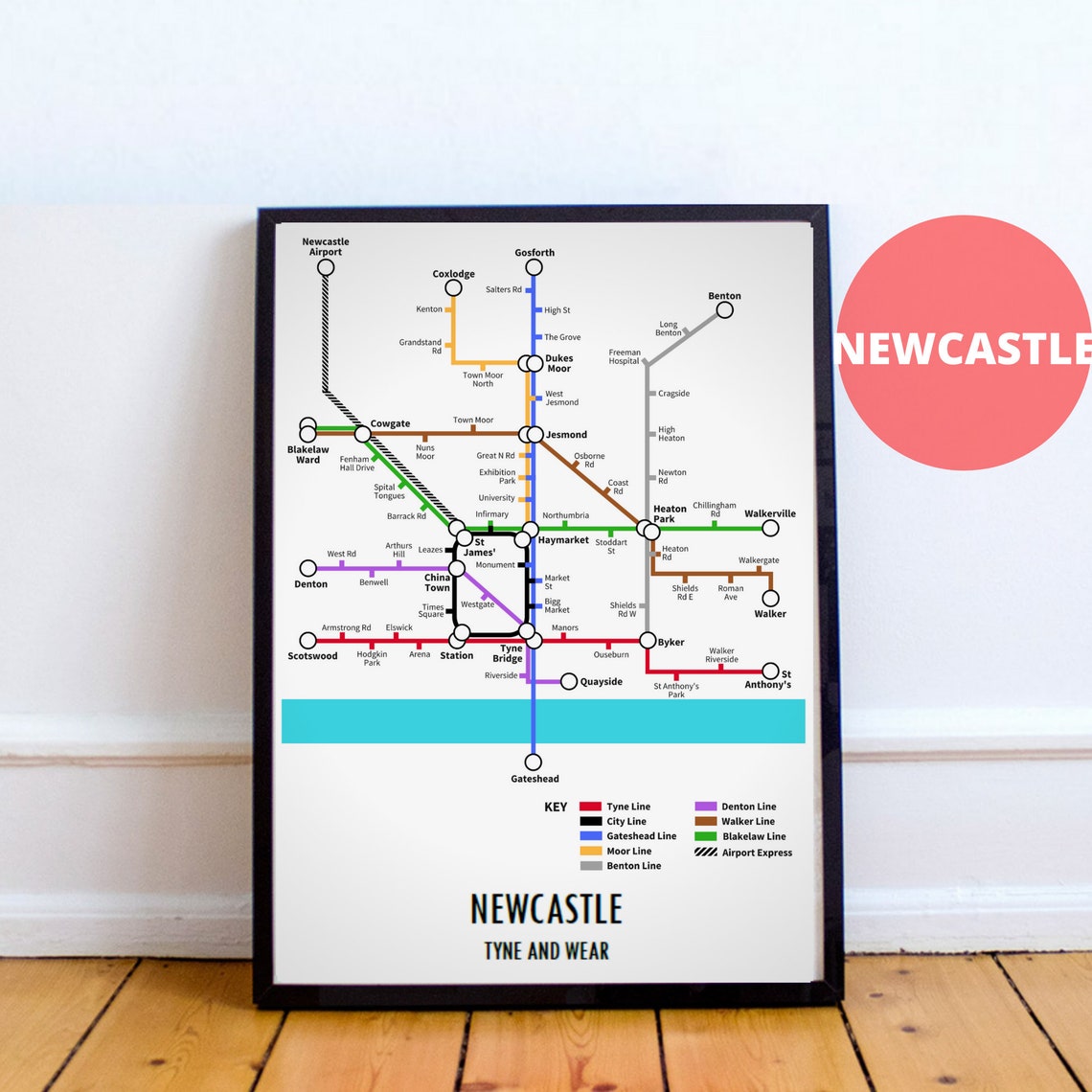 Newcastle Underground Style Transport Street Map Print Poster - Etsy