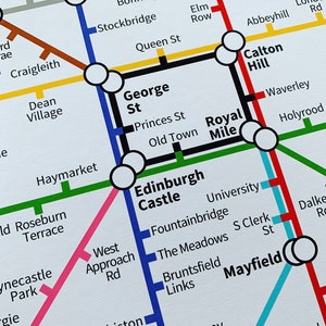 Edinburgh Midlothian Scotland Underground Style Transport Street Map ...