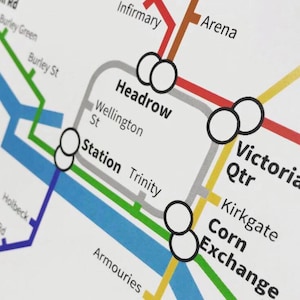 Leeds West Yorkshire Underground Style Transport Street Map Print ...