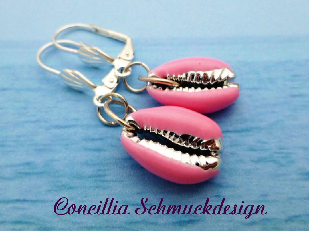 Earrings Kauri Shells Pink Silver - Etsy