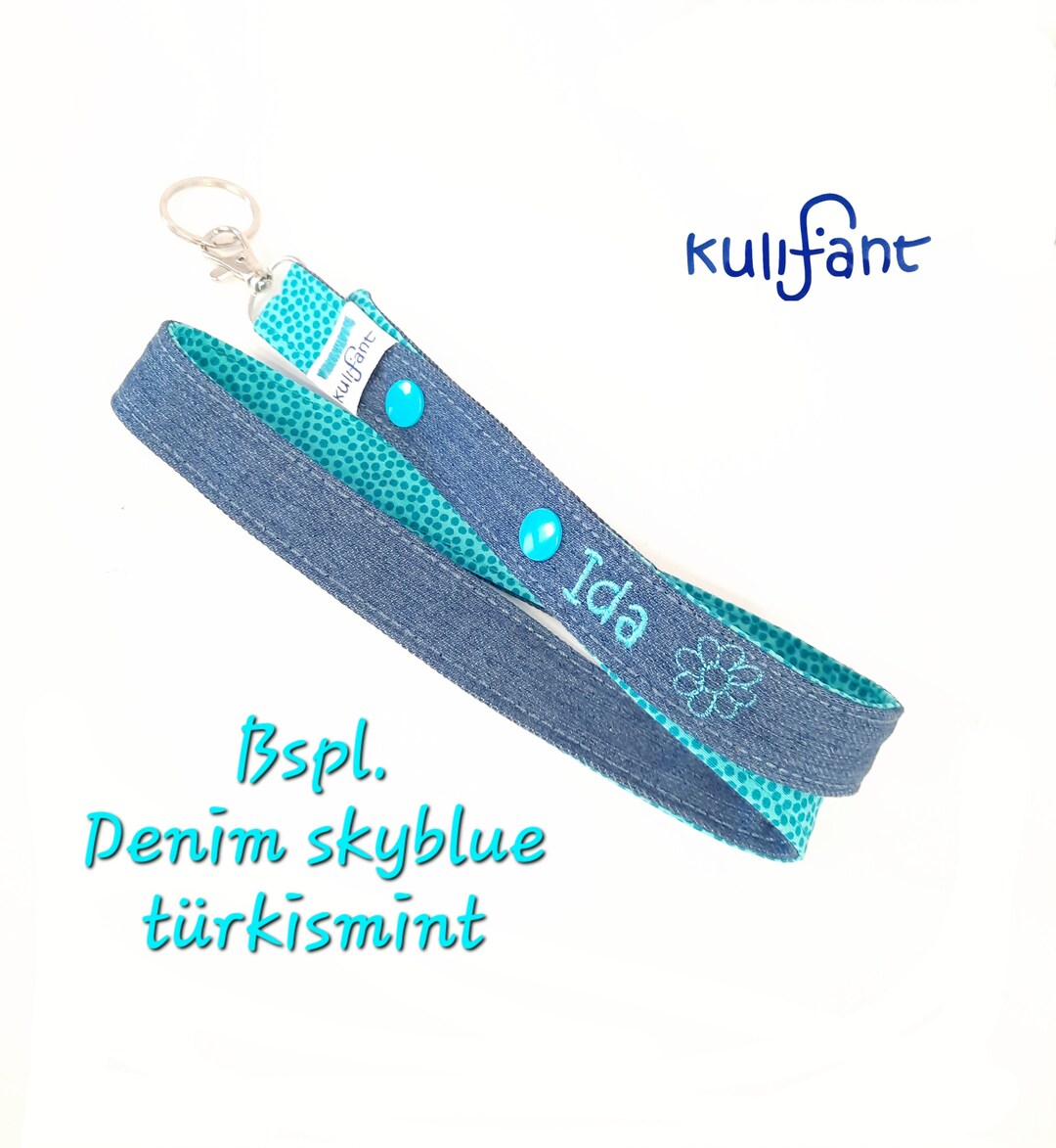 Cool Denim Lanyard With Name NEW COLOURS Personalized/ Desired Length ...