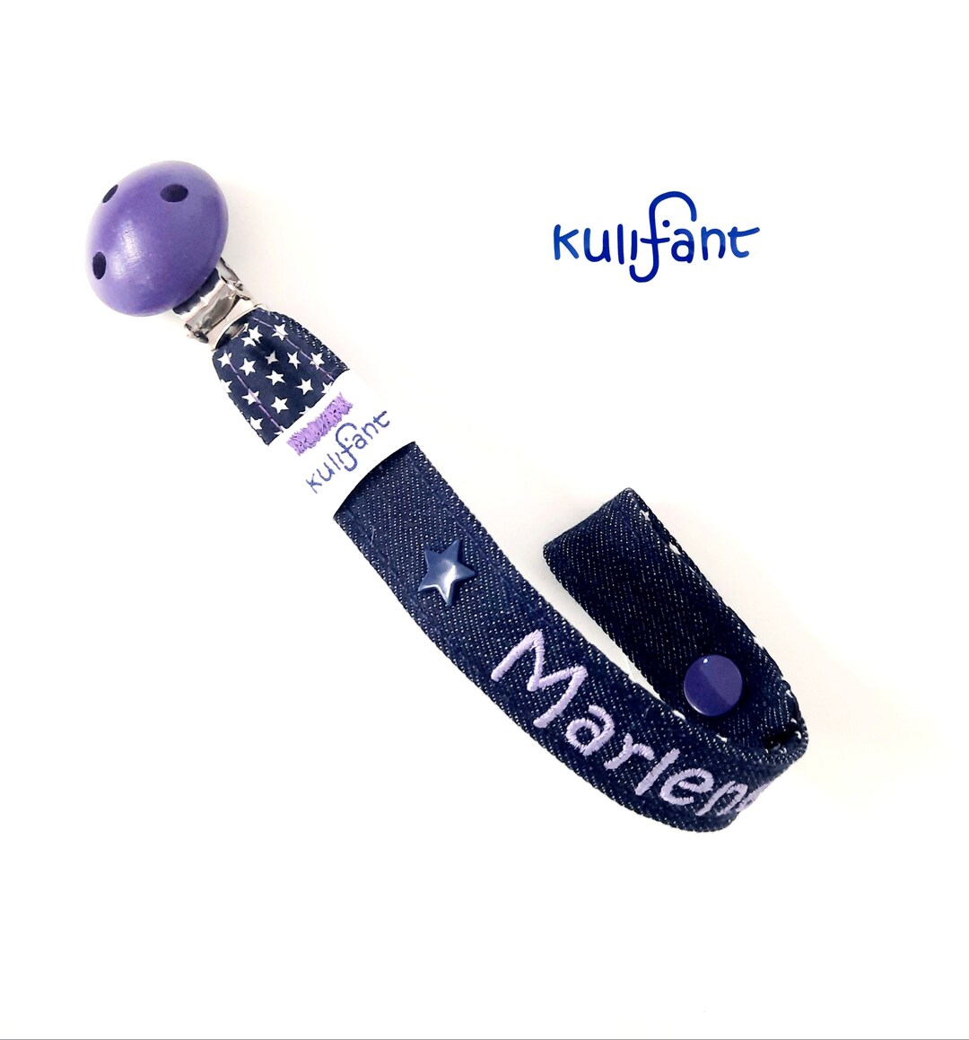Jeans Denim Pacifier Strap Baby Gift Dummyholder, With Name With Name ...