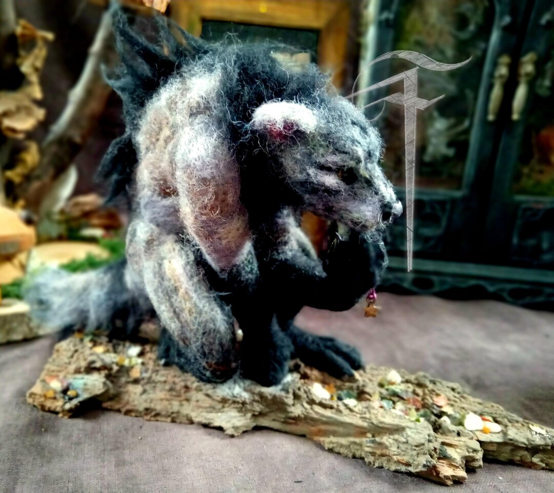 Needlefelt Werewolf 'eddie' Posed Holding His Lost Love's Pendant on a ...