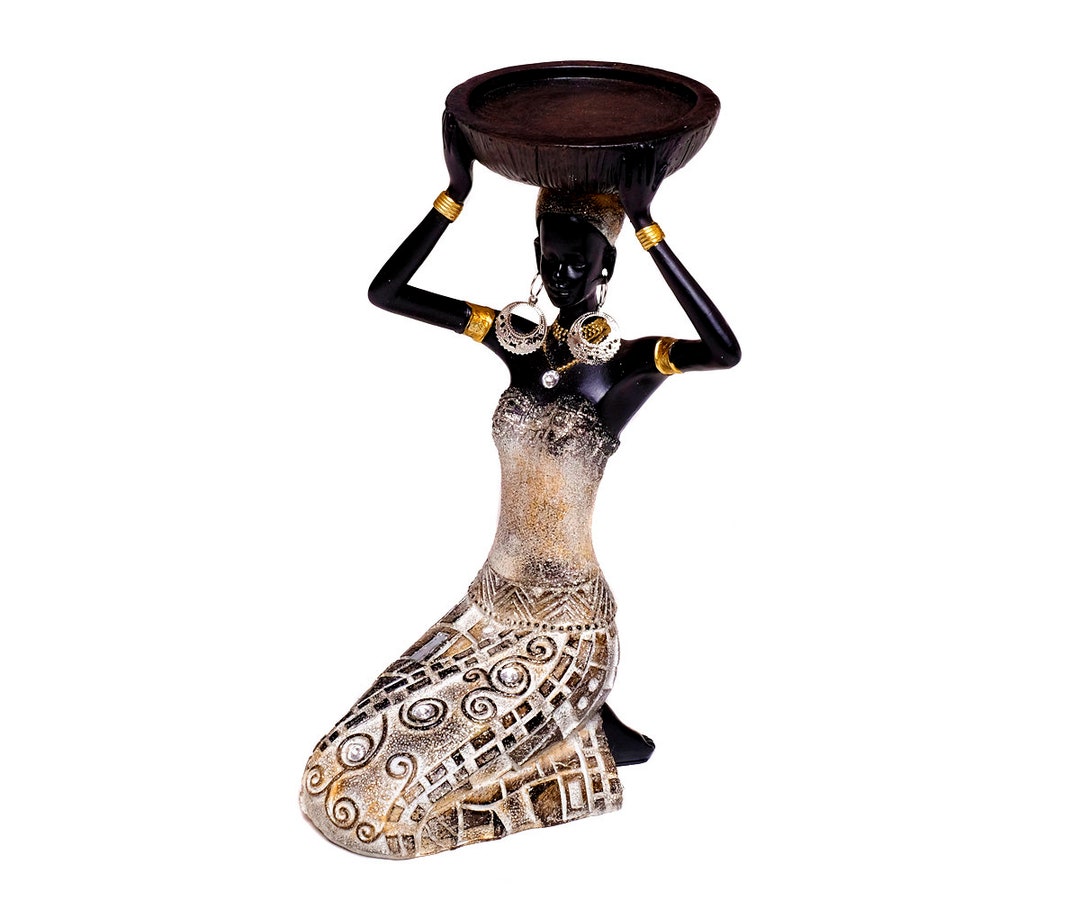 Decorative Figure African Woman With Bowl Tealight Holder Candle Holder ...