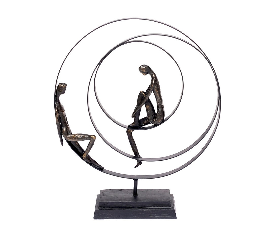 Design Sculpture Friendship Polystone Decorative Figure Cohesion Metal ...