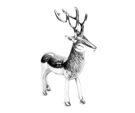 Decorative Figure Deer Figure Reindeer Metal Silver Christmas Decoration Deer Statue Sculpture Garden Lying Standing Wild Decoration Decoration Holidays Etsy UK