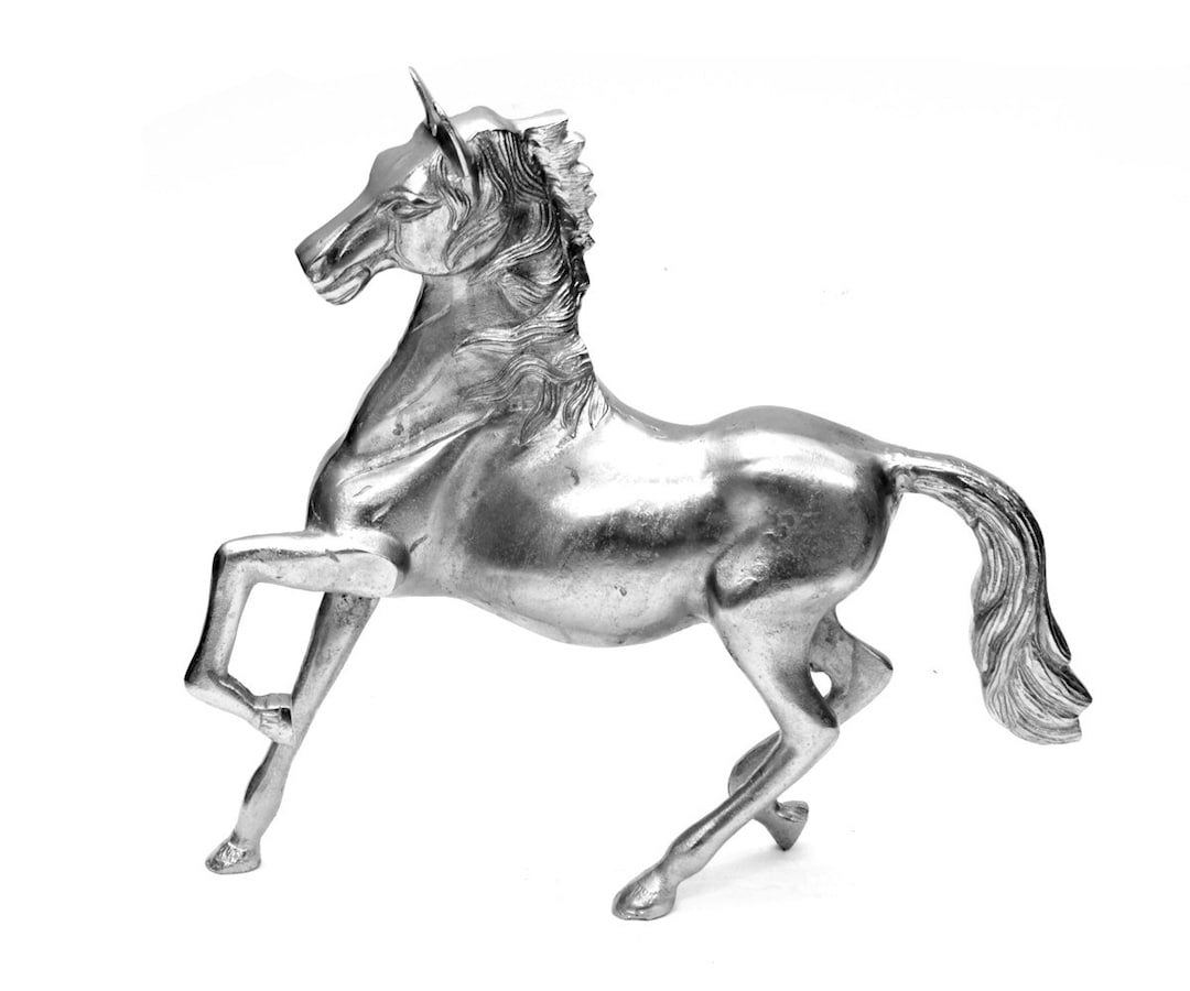 Große Pferde-Figur Silber Statue Horse Hengst Silber Skulptur aus ...