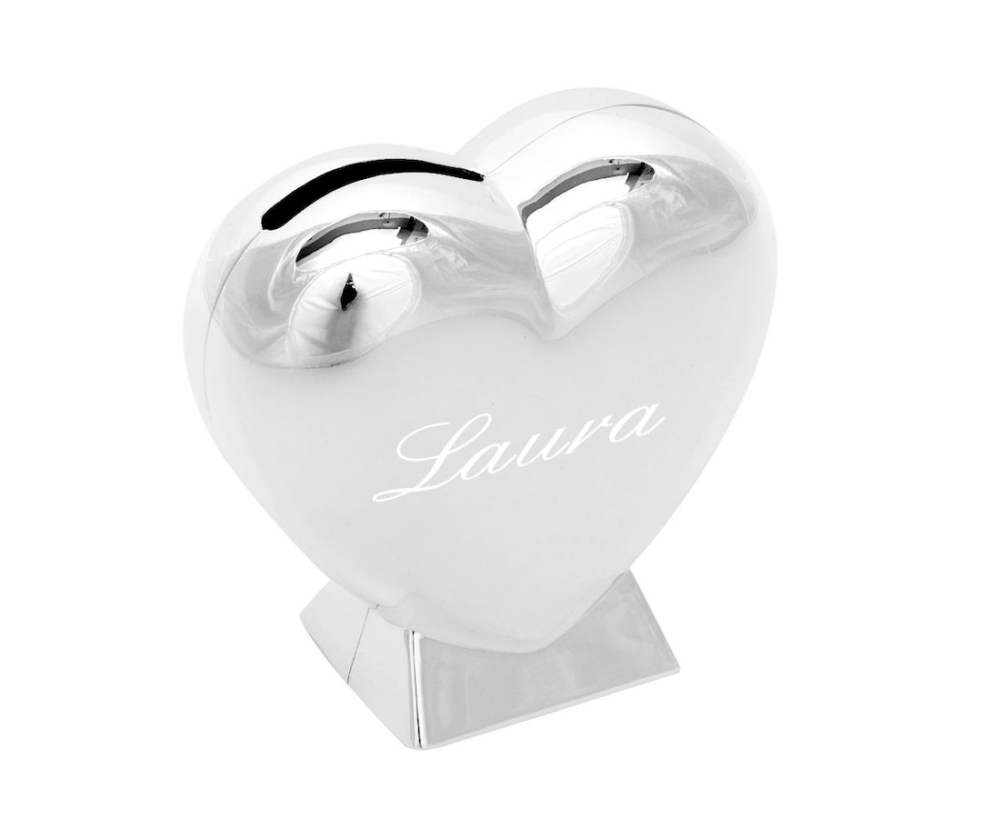 Design Money Box Heart Silver-plated Tarnish-proof Piggy Bank Wedding ...