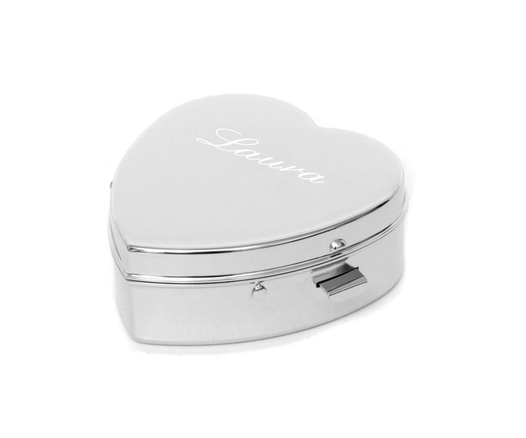 Pill Box Pill Box Heart Silver Tablet Box Pill Box Tablet Box 2 ...