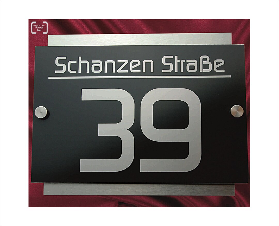 House Number Anthracite V2A Brushed Stainless Steel Design House Number ...