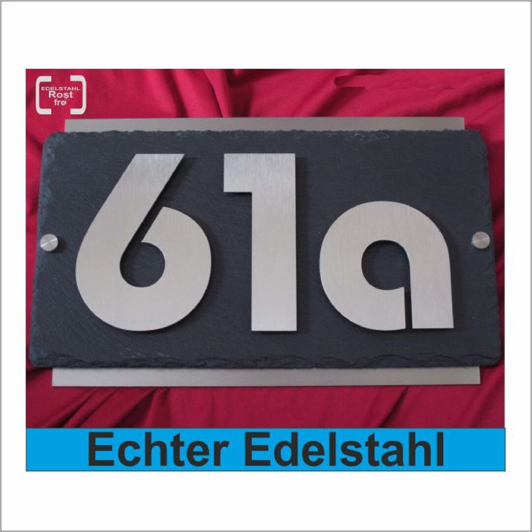 Exclusive 3D House Number Brushed Stainless Steel Slate Design House ...