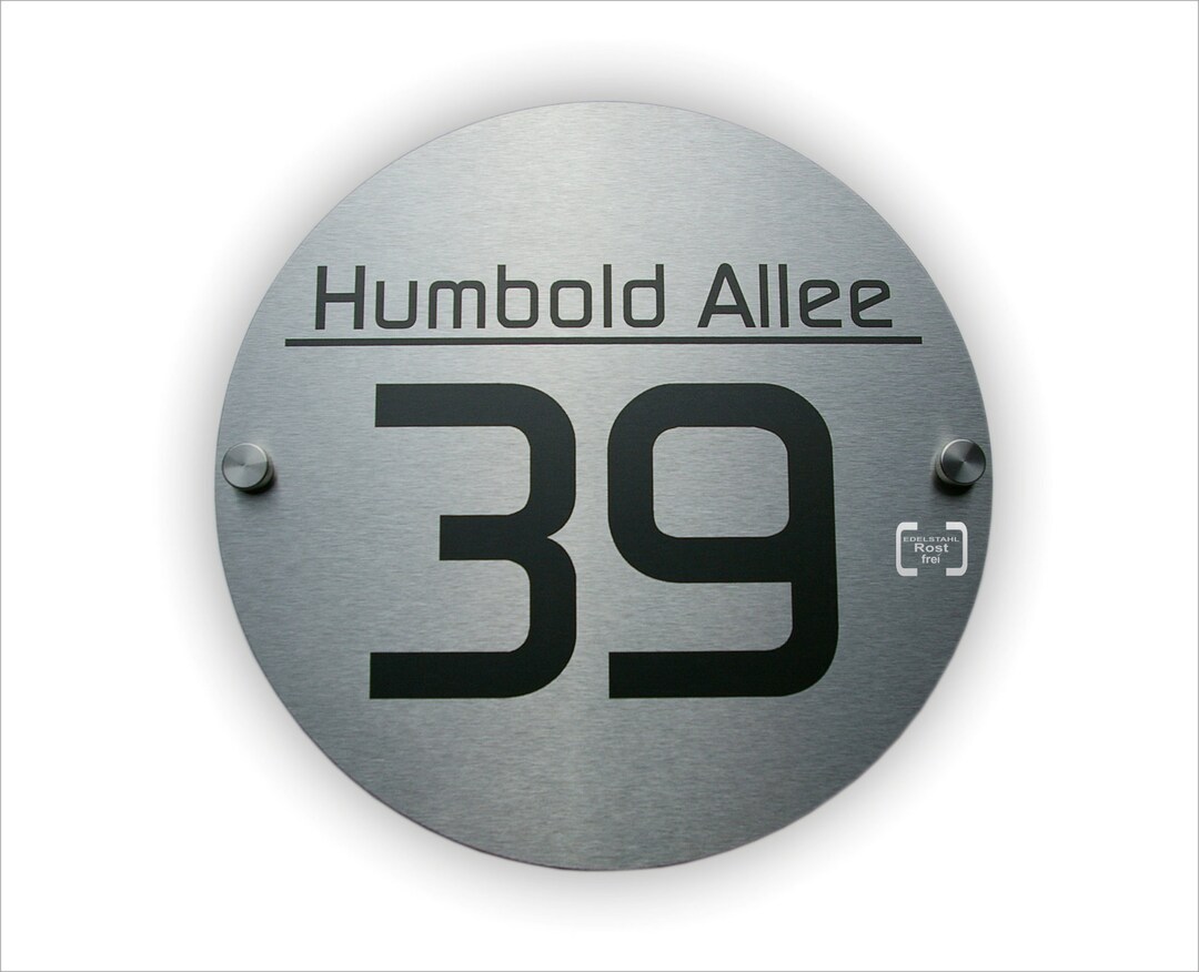 House Number Sign Made of Brushed Stainless Steel V2A 1.4301 Design ...