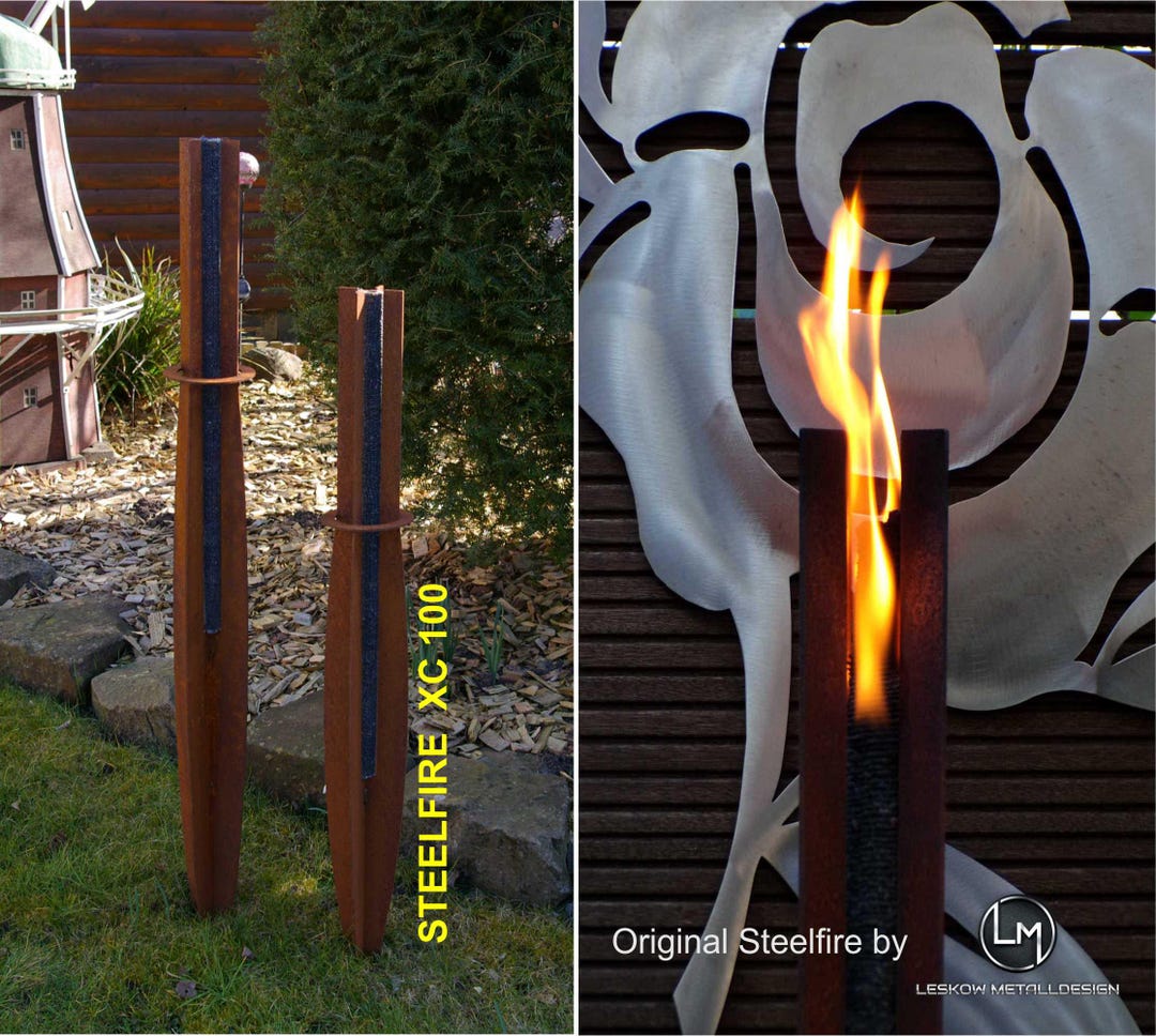STEELFIRE XC 100 Design Garden Torch Outdoor in [ Rust Patina ] Torch ...
