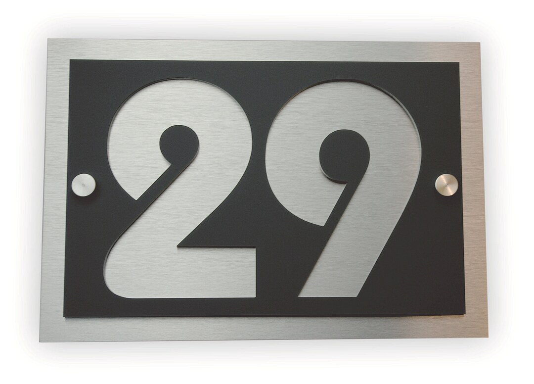House Number Sign Anthracite RAL 7016 Matt and Stainless Steel House ...