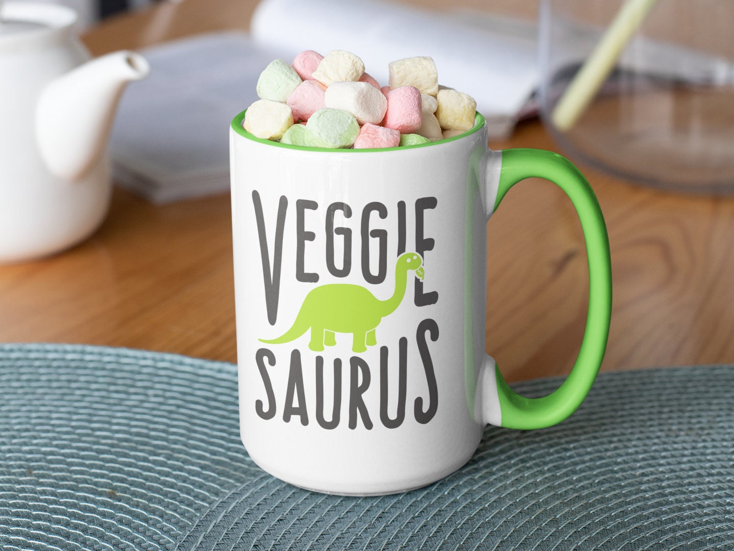 Vegetarian Mug Veggiesaurus Funny Vegetable Mug Vegan Mug - Etsy