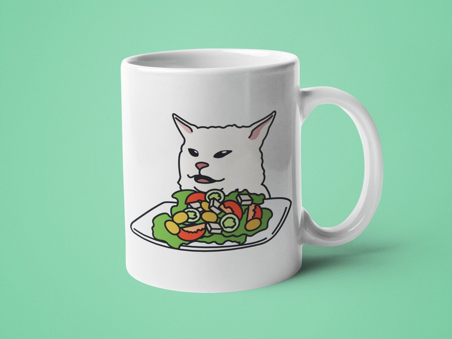 Cat Meme Mug Woman Yelling at Cat Meme Funny Cat Mug - Etsy