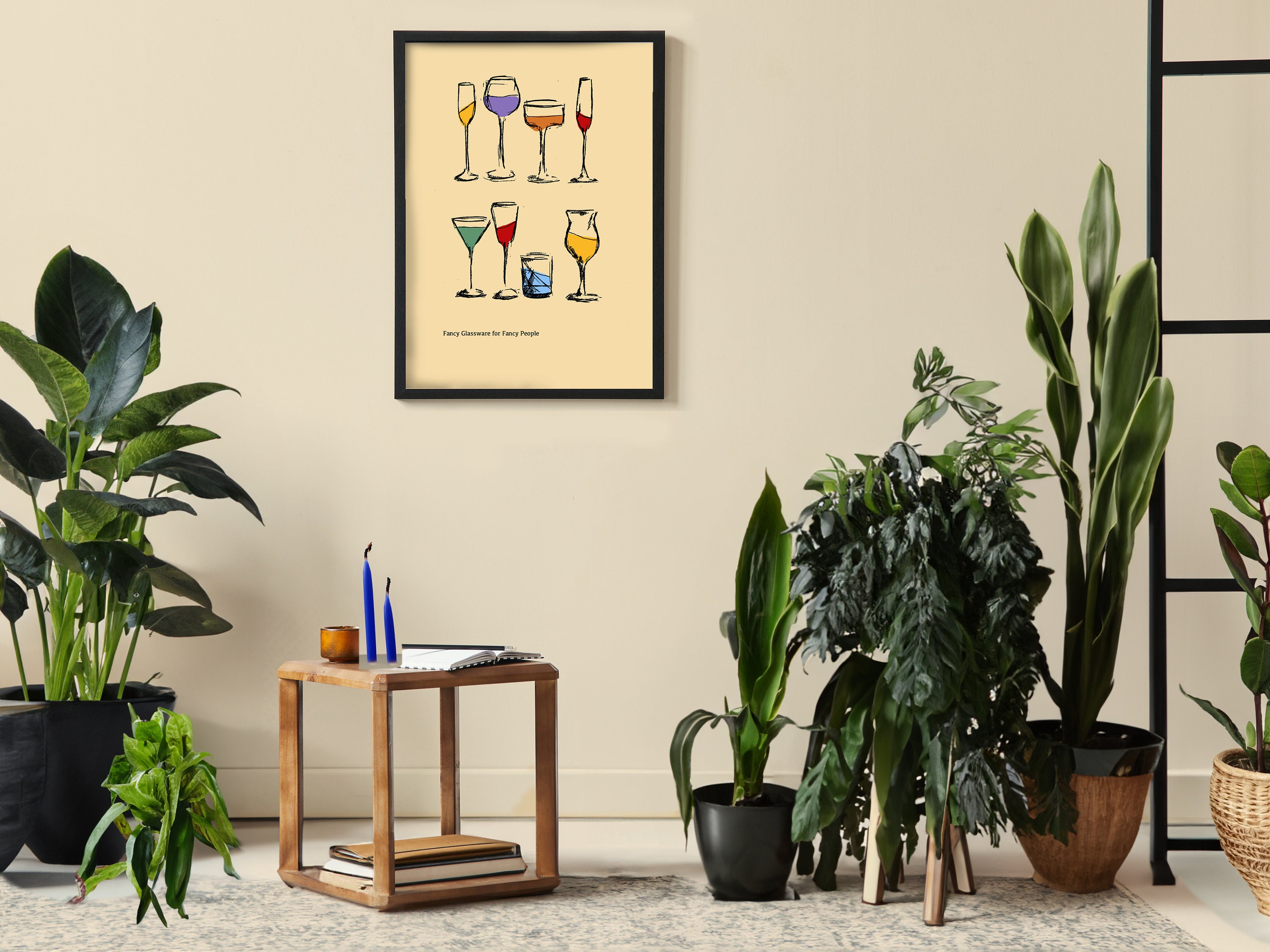 Fancy Glassware Illustration Poster, Bright Wall Art - Etsy