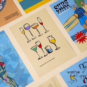 Fancy Glassware Illustration Poster, Bright Wall Art - Etsy