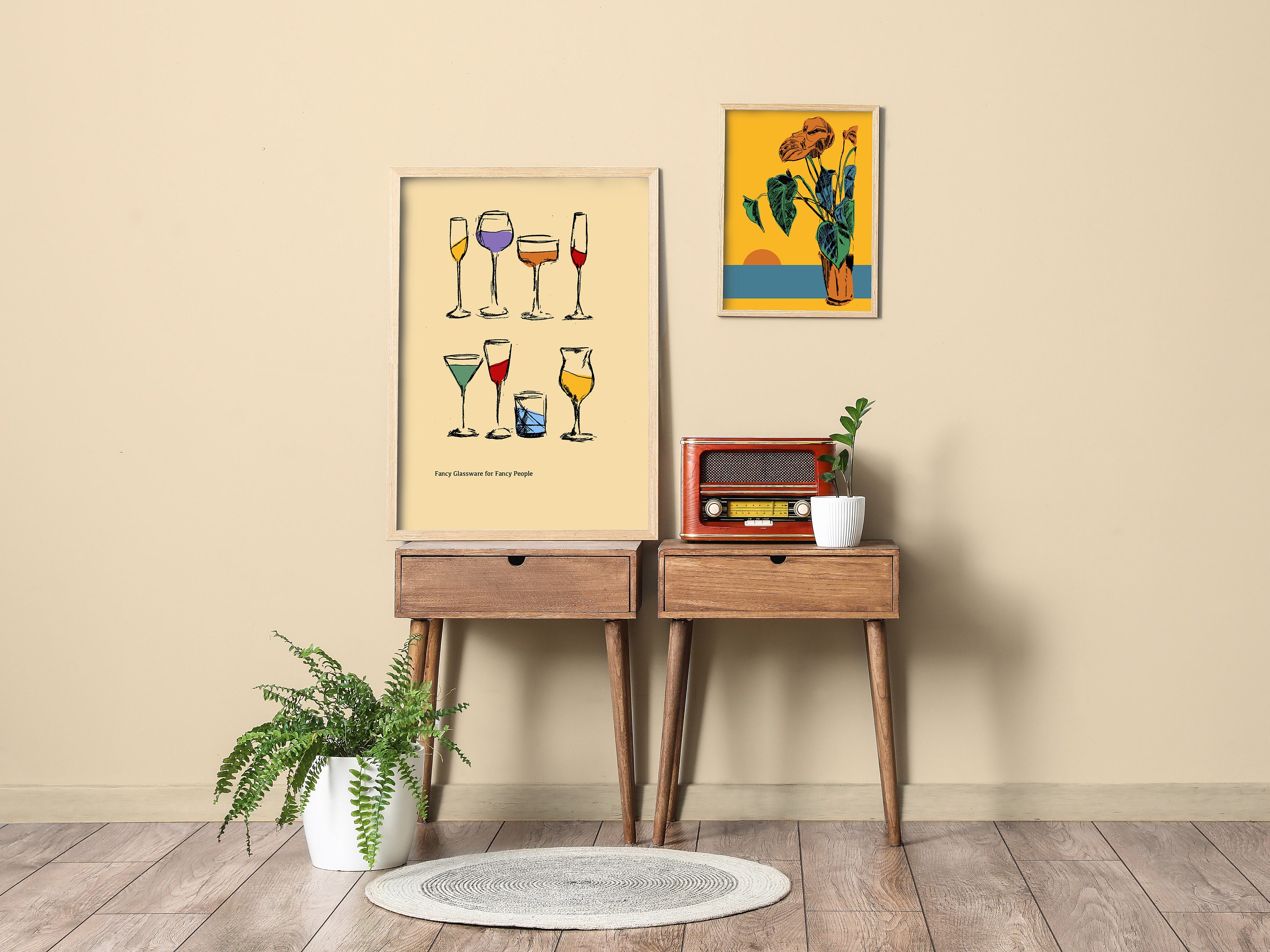 Fancy Glassware Illustration Poster, Bright Wall Art - Etsy