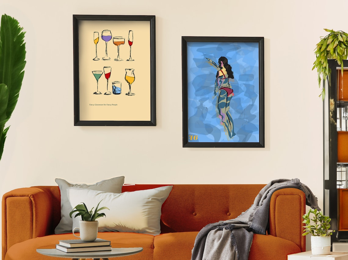 Fancy Glassware Illustration Poster Bright Wall Art - Etsy
