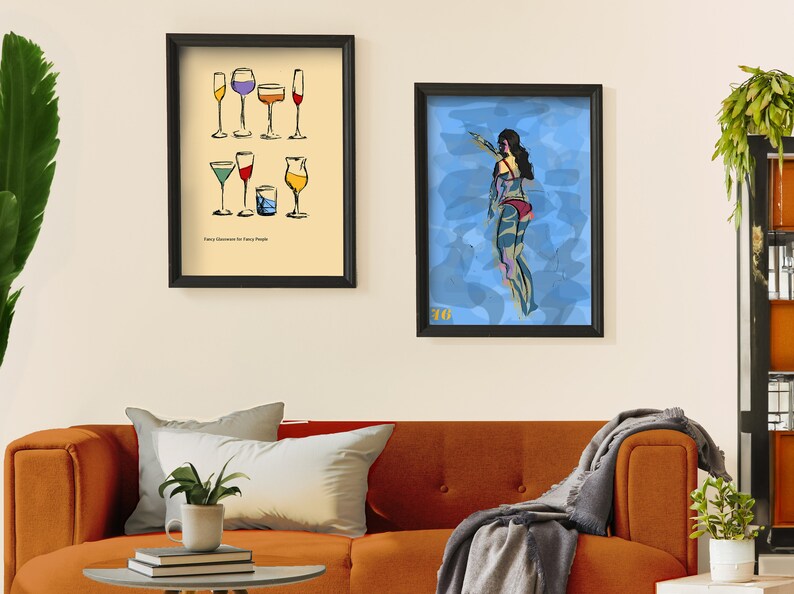 Fancy Glassware Illustration Poster, Bright Wall Art - Etsy