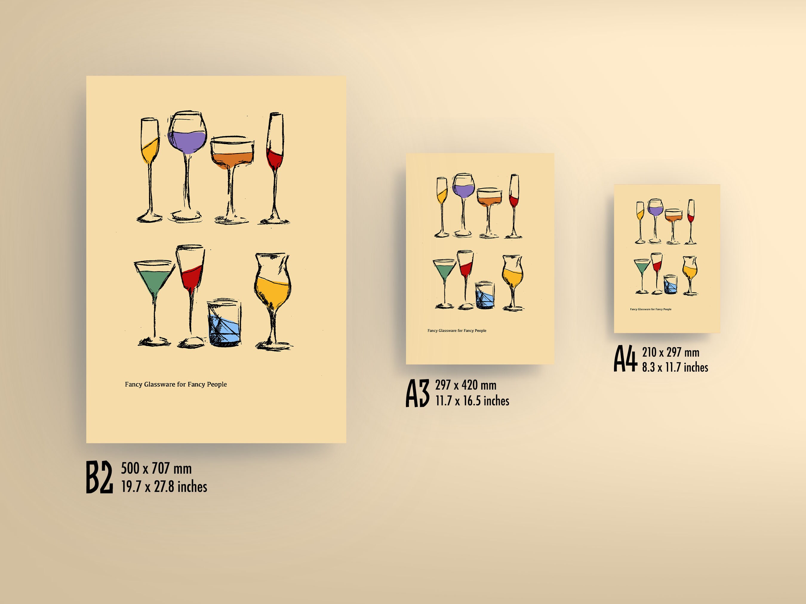 Fancy Glassware Illustration Poster, Bright Wall Art - Etsy