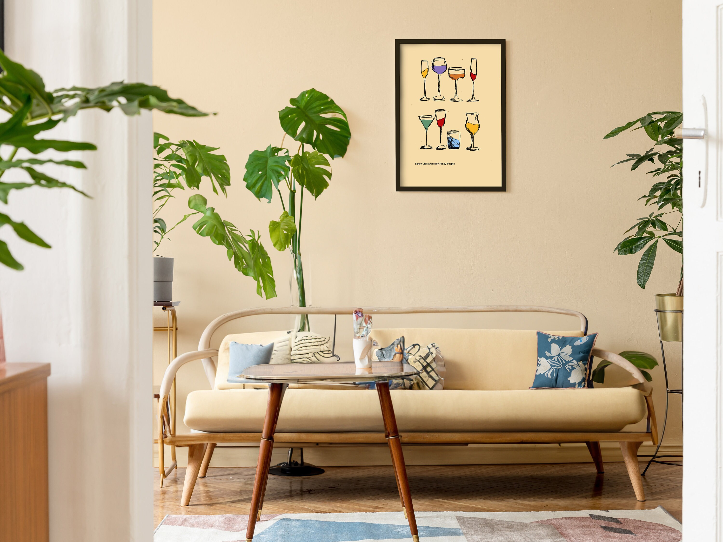 Fancy Glassware Illustration Poster, Bright Wall Art - Etsy