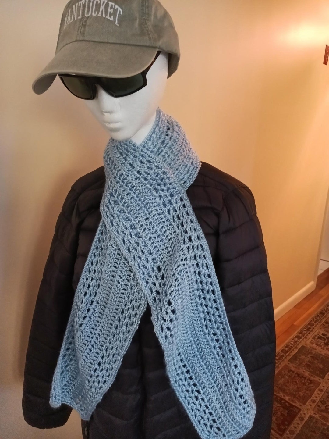 Light Blue Lacey Winter Scarf - Etsy