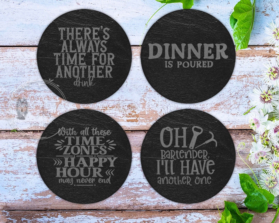 Set of 4 Funny Coaster, Laser Engraved Coasters, Funny Coaster Set ...