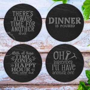 Set of 4 Funny Coaster, Laser Engraved Coasters, Funny Coaster Set ...