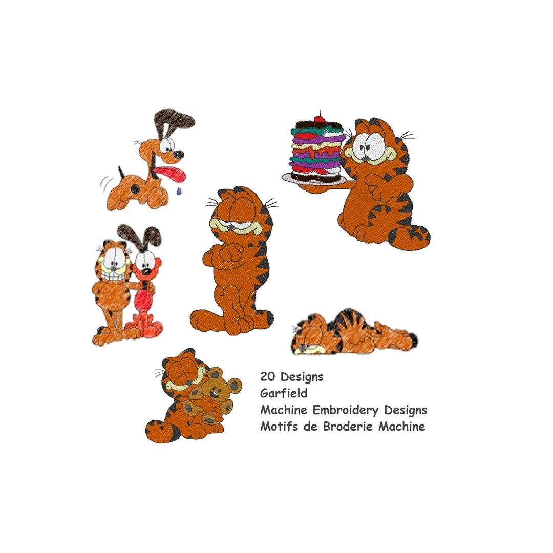 Garfield Embroidery Designs20 Machine Embroidery Designs5 - Etsy