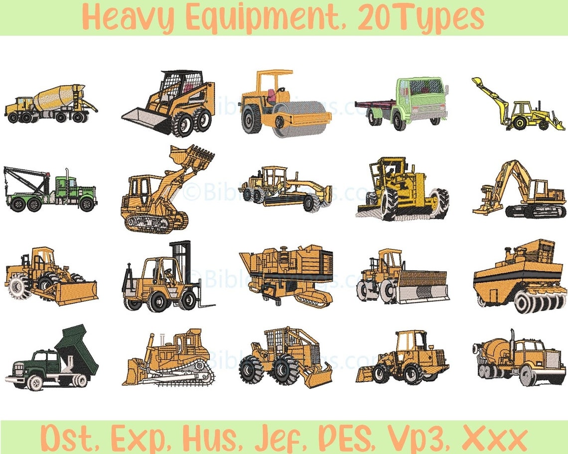 20 Embroidery Designs Heavy Equipments, Machine Embroidery Designs ...