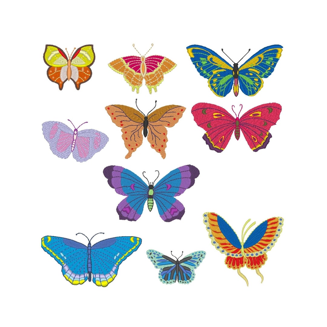 10 Butterflies Embroidery Designsset of Ten Butterflies - Etsy