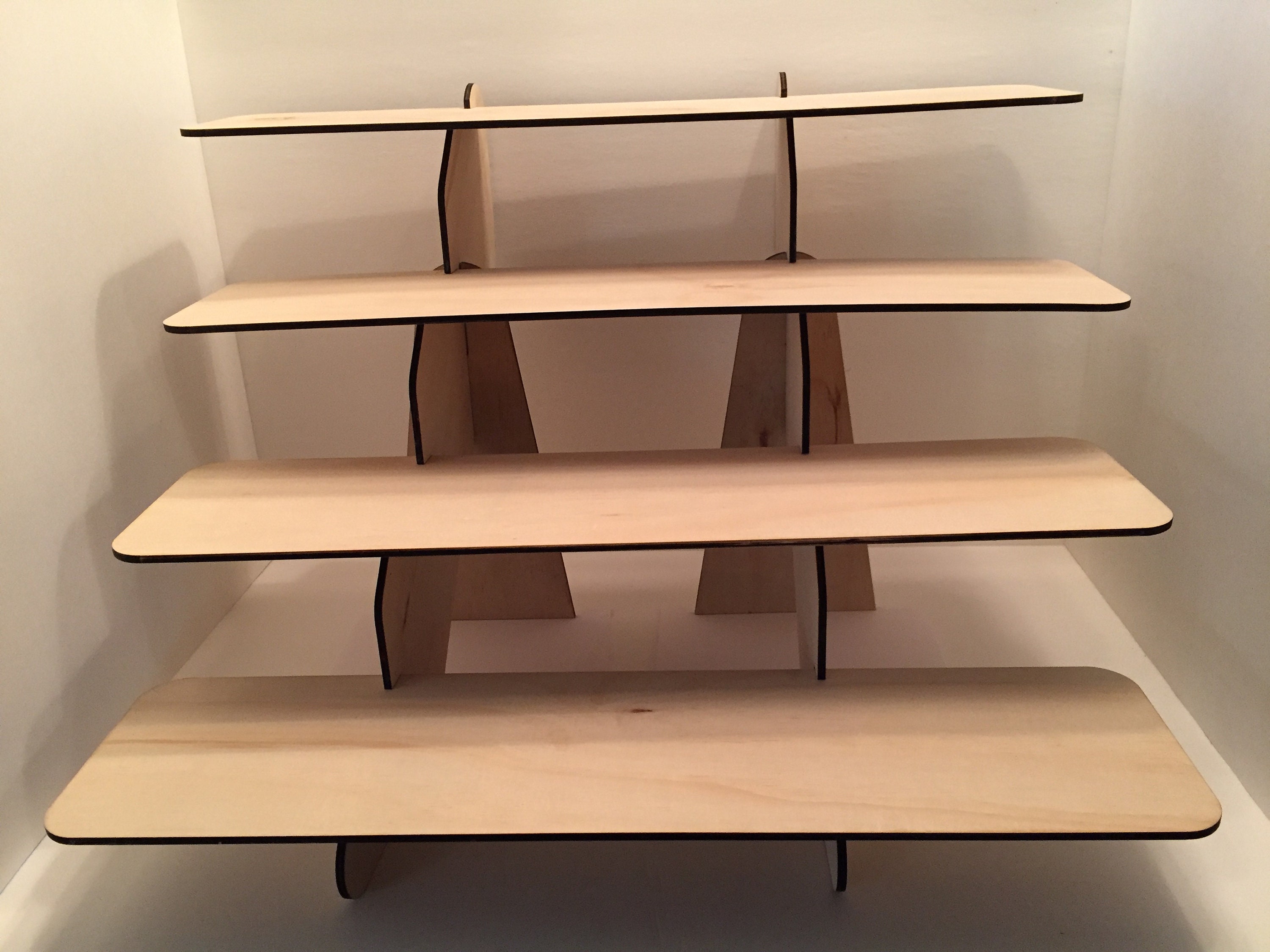 Four Tiered Wooden Display Shelf - Etsy