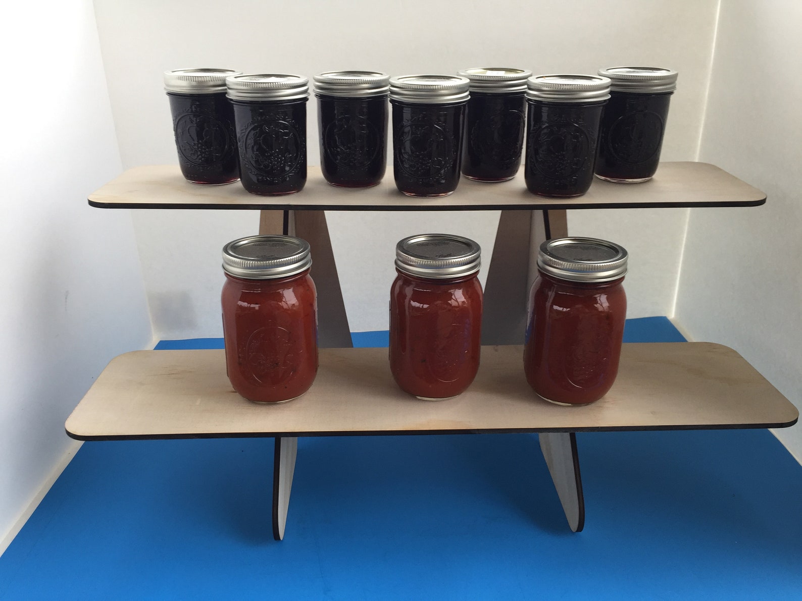 Two Tiered Wooden Display Shelf - Etsy