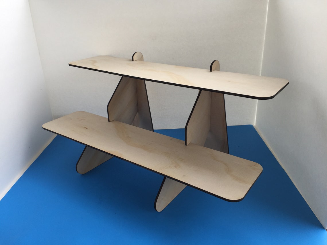 Two Tiered Wooden Display Shelf - Etsy