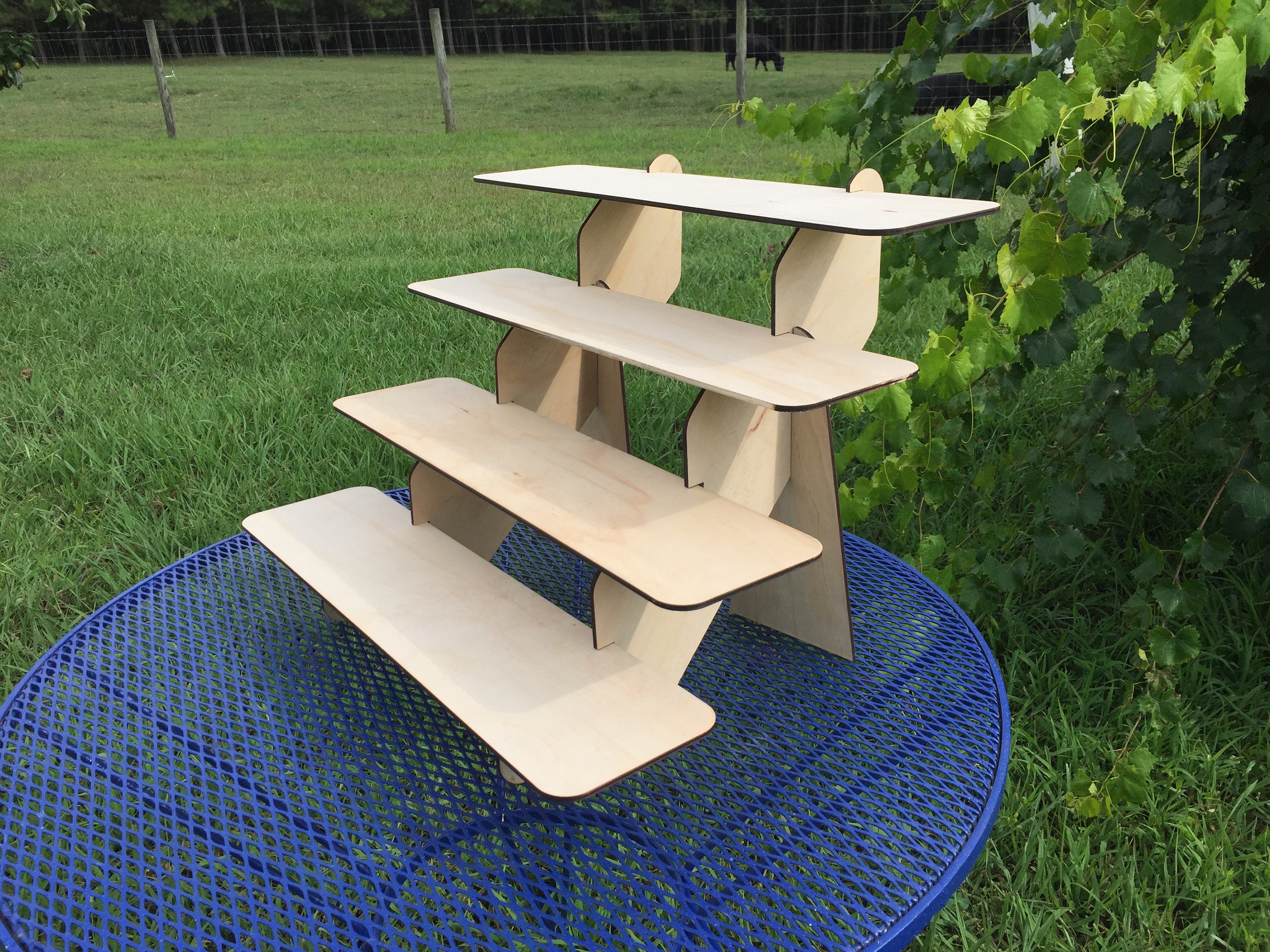 Four Tiered Wooden Display Shelf - Etsy