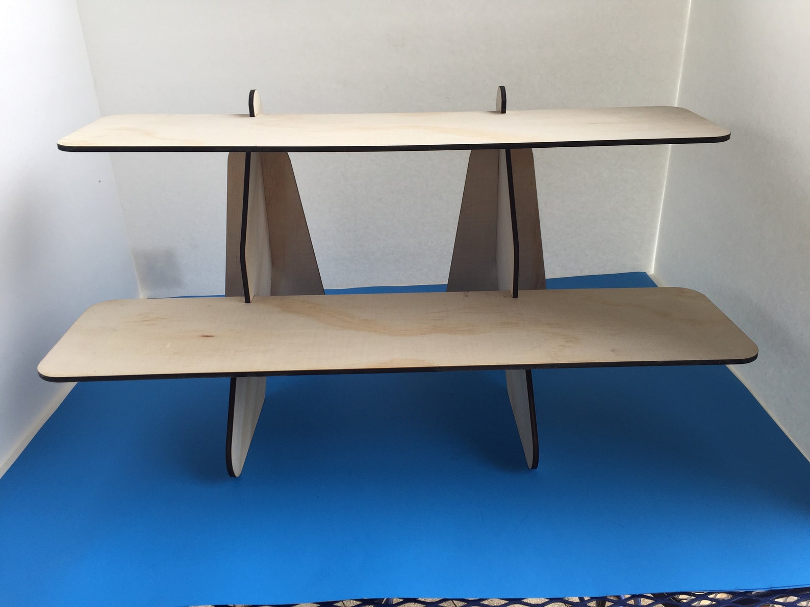 Two Tiered Wooden Display Shelf - Etsy