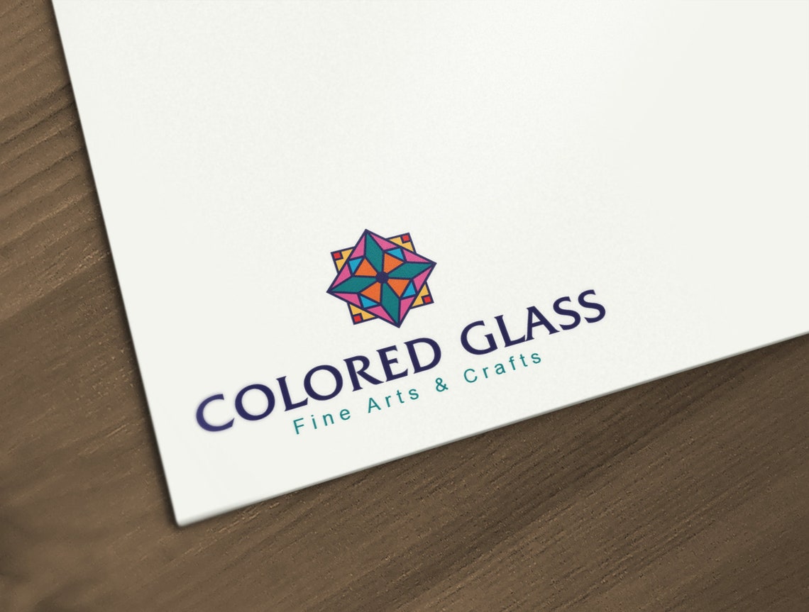 Colored Glass Logo. Stained Glass Logo Design. Stained Glass - Etsy
