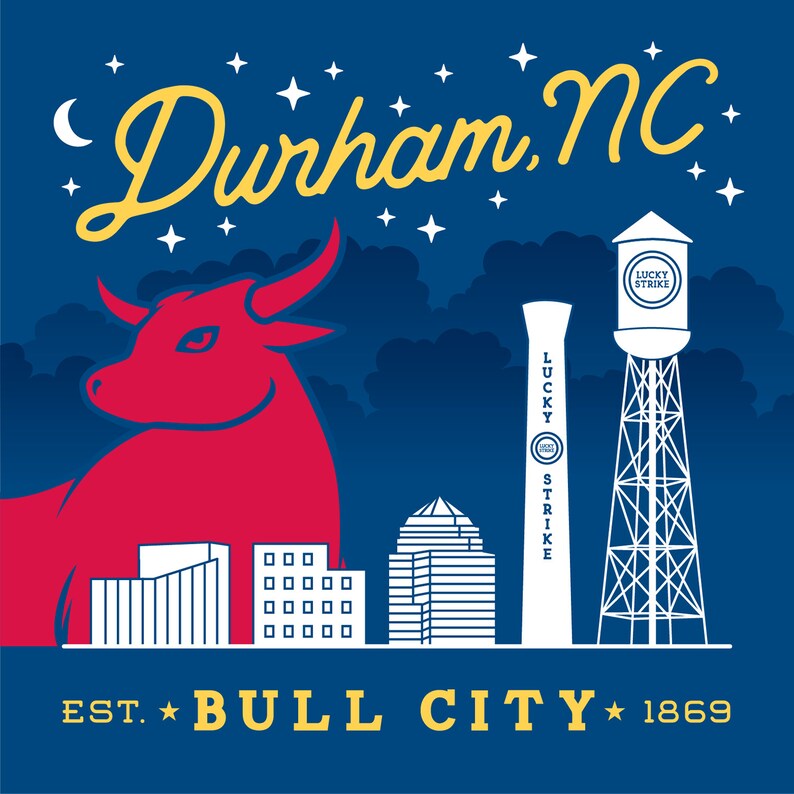 Durham Bull City Sticker. Durham NC Sticker. North Carolina Sticker ...