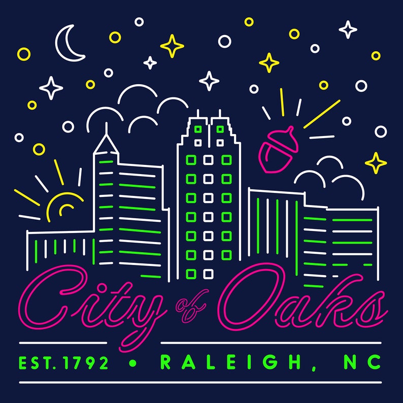 Raleigh: City of Oaks Magnet. Raleigh Skyline. Raleigh, NC. North ...