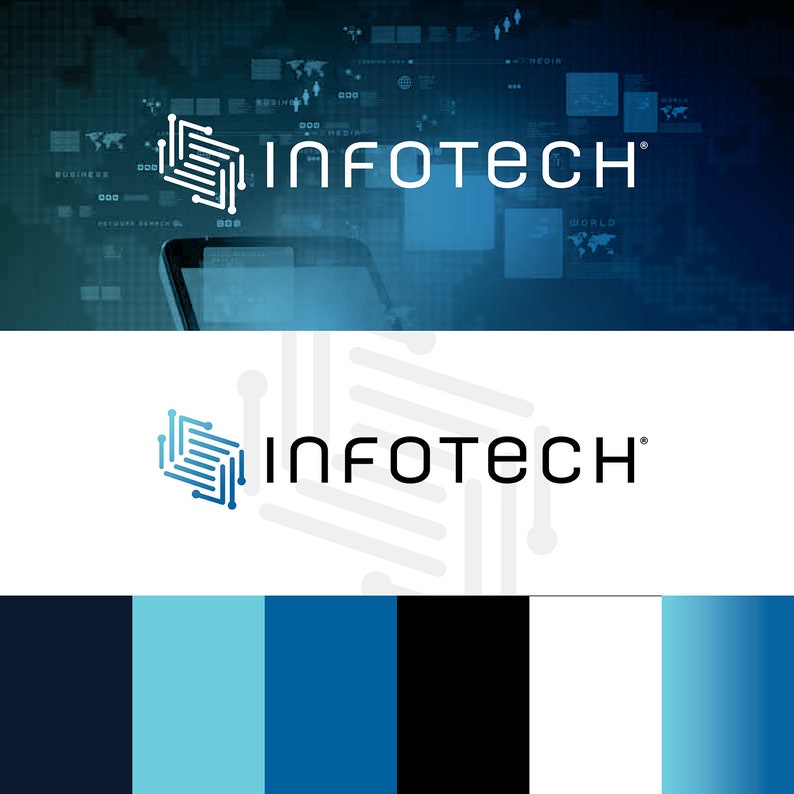 Infotech Premade Logo Design Template. Custom Logo Design | Etsy
