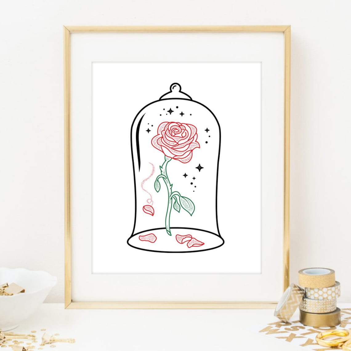 Beauty & the Beast Digital Print. Beauty and the Beast Art. - Etsy