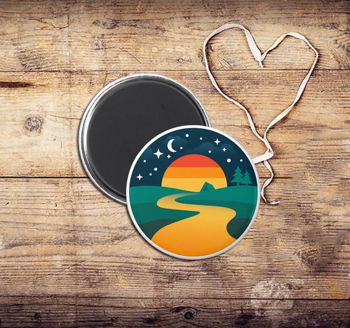 Moonlight Camping Magnet. Camping Fridge Magnet. Nature Fridge Magnet ...