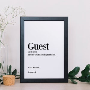 Guest Definition Wifi Password Sign, Internet Sign, Personalised Sign ...